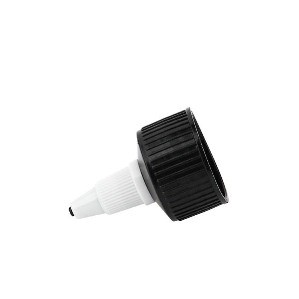 Cappuccio di plastica nera con guinzaglio appuntito Cappuccio di gelatina 24/410 Cappucci di bottiglia di spremitura per colla