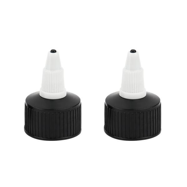 Cappuccio di plastica nera con guinzaglio appuntito Cappuccio di gelatina 24/410 Cappucci di bottiglia di spremitura per colla
