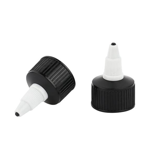 Cappuccio di plastica nera con guinzaglio appuntito Cappuccio di gelatina 24/410 Cappucci di bottiglia di spremitura per colla