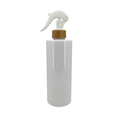 China White PET Plastic Spray Bottle With Switch 250ml Spray Bottle With A Natural Bamboo Cap for sale