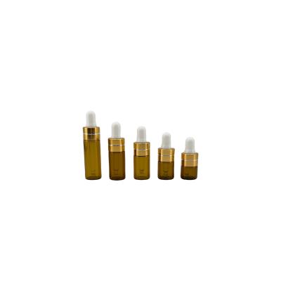 China 1ml 2ml 3ml 5ml Amber Glass Dropper Bottles Essential Oils Serum Sample Dropper Bottle for sale