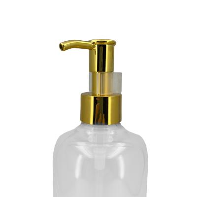 China 250ml 500ml Plastic Transparent Lotion Bottle With Golden Pump Heads And Snap Fastened for sale