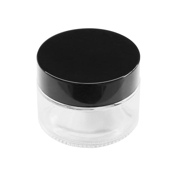 Quality 10g,20g,30g,50g,transparent Glass Eye and Face Cream Jars With Black Lids for sale