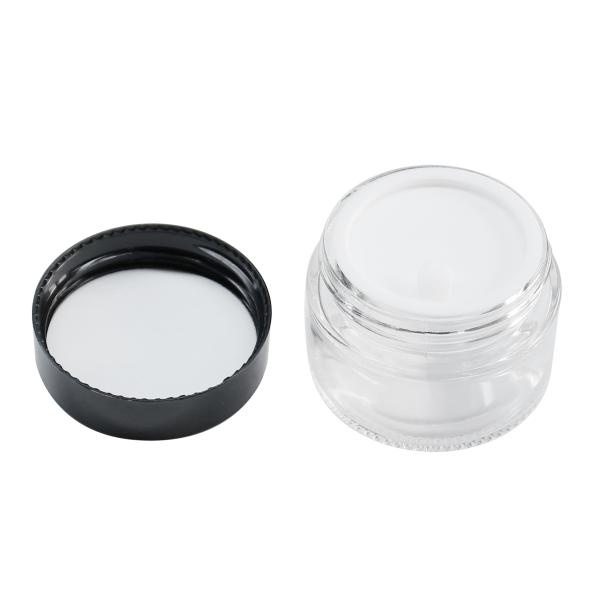 Quality 10g,20g,30g,50g,transparent Glass Eye and Face Cream Jars With Black Lids for sale