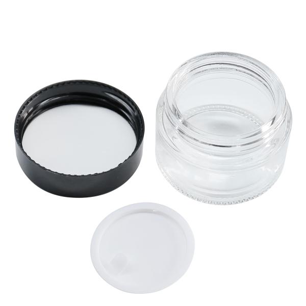 Quality 10g,20g,30g,50g,transparent Glass Eye and Face Cream Jars With Black Lids for sale