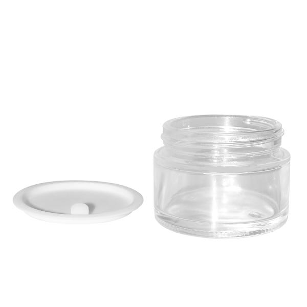 Quality Mirror Finish Golden Colored Lid Transparent Glass Cream Jars 30g Portable for sale