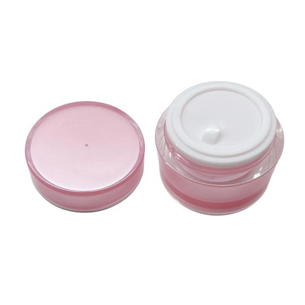 Quality Round Pink Double Layer Cosmetic Cream Jar 50ml Portable Cosmetic Packaging Jars for sale