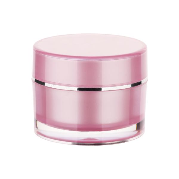 Quality Round Pink Double Layer Cosmetic Cream Jar 50ml Portable Cosmetic Packaging Jars for sale