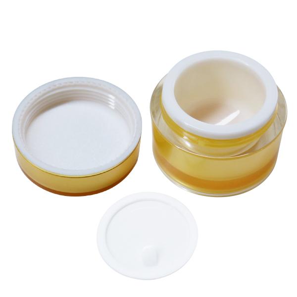 Quality Luxurious Acrylic Plastic Cream Jars 50g Double Layer Round Cosmetic Containers for sale