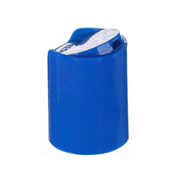 Quality 28/415 PP Blue Press Cap ,flip Top Disc Top Cap Lids For Cosmetic Packaging for sale