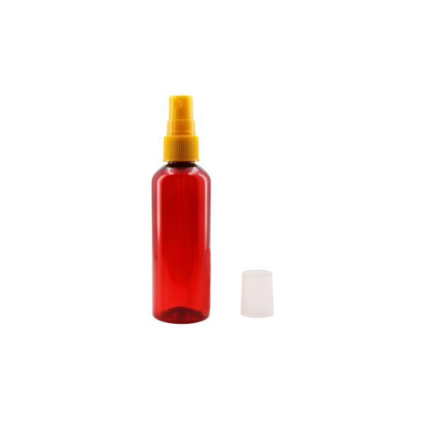 Quality 100ml Red Semi-transparent PET Round-shoulder Spray Bottle – For Cosmetics, for sale