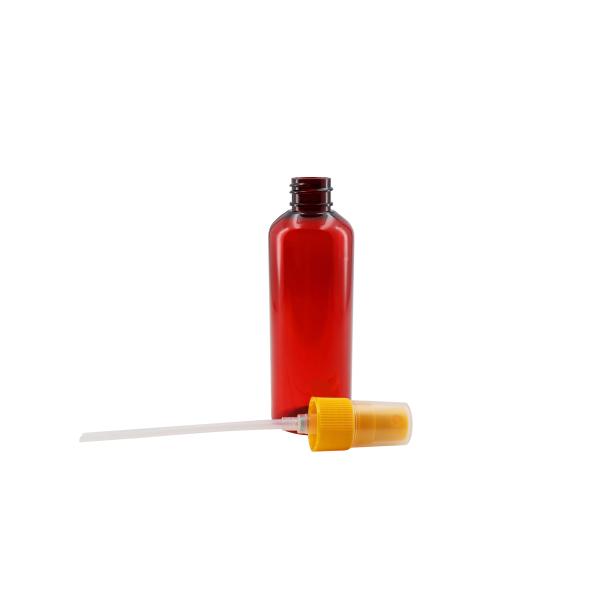 Quality 100ml Red Semi-transparent PET Round-shoulder Spray Bottle – For Cosmetics, for sale