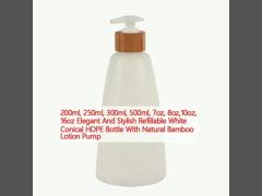 200ml 300ml 500ml 7oz 10oz 16oz wiederfüllbare konische HDPE Lotion Flasche mit natürlichem Bambus