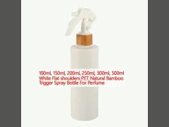 White Flat Shoulders PET Natural Bamboo Trigger Spray Bottle For Perfume Toner