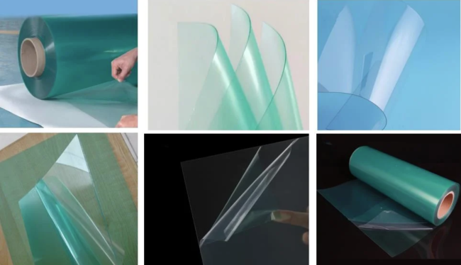 Sample sheets produced by the extrusion line