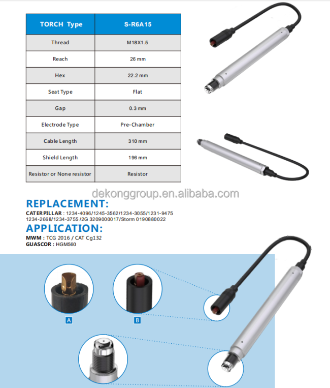 Pre-Combustion System Interchangeable Spark Plug with 5 holes - front view