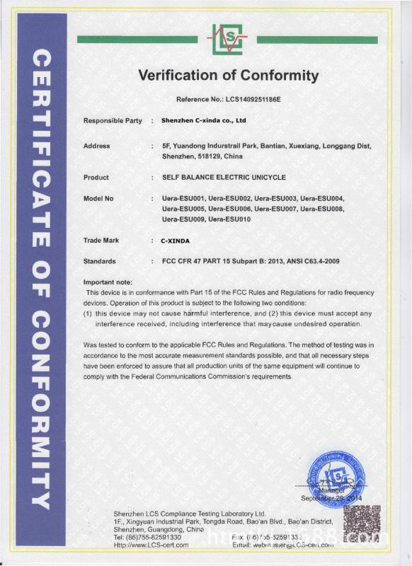 FCC - Shenzhen C-xinda co., ltd
