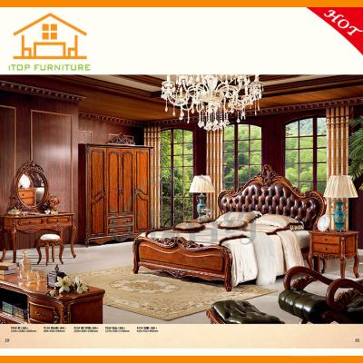 China royal luxury bedroom furniture leather furniture bedroom hand painted bedroom furniture for sale