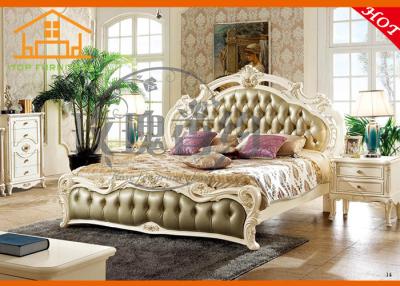 China Hot selling antique Wood carving white bed Solid Beech custom made bed Made in china stock bed bedroom furniture sets for sale