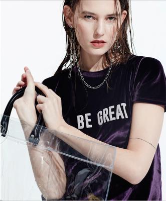 Cina Nuova maglietta dell'abbigliamento del velluto di estate di arrivo 2019 per le donne in vendita