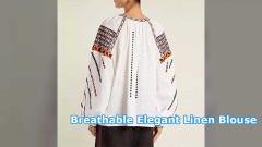 Elegant Embroidered Linen Blouse Breathable Summer Style