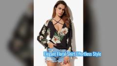 Elegant Floral Low Neck Long Sleeve Shirt for Women