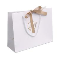 Quality Elegant Gift Custom Size Gold Printing Color Flat Handle Art Paper Bag Hair for sale