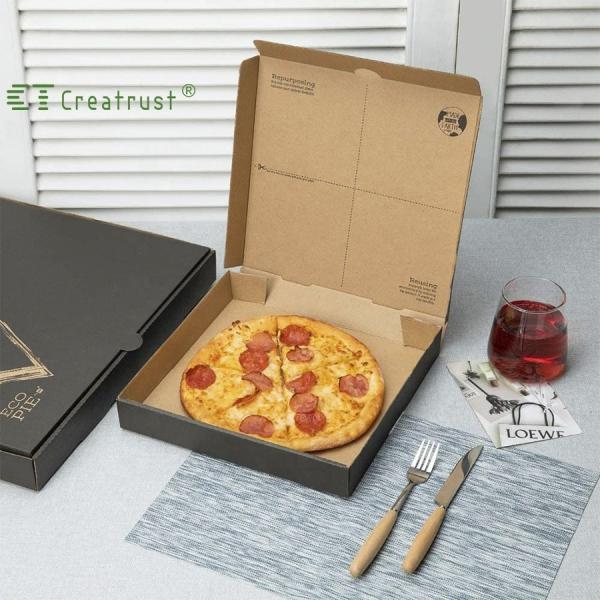 Quality Creatrust Bespoke Private Label OEM Pizza Eco Friendly Corrugated Paper Box Black Custom Packaging Slotted Boxes Environmental for sale