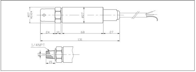 HT Input Static Pressure Level Sensor Transmitter outline construction