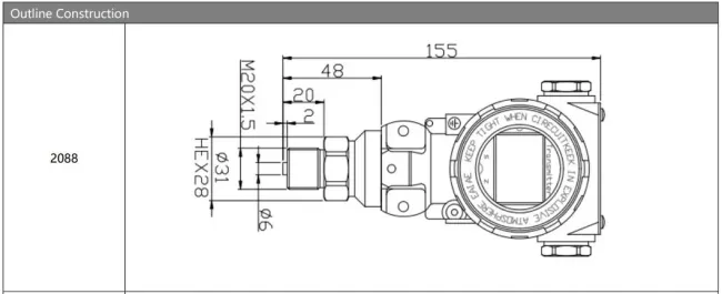 Digital pressure transmitter side view