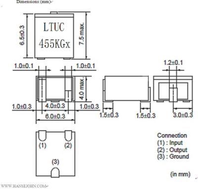China Filtro de cerámica piezoeléctrico CFUKG455KE4X-R0 LTUC455KEx, tiempo de retraso de grupo, pérdida de inserción baja, ondulación 1dB, en venta