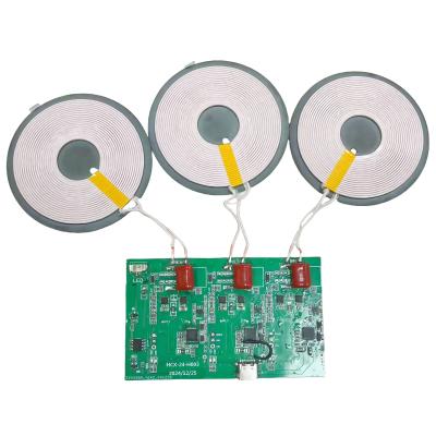China Bobina de cargador inalámbrico multi-dispositivo de 3 bobinas, almohadilla de carga rápida de 15W para 3 teléfonos a la vez en venta