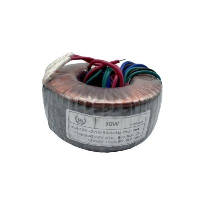China 30W Toroidal Power Transformer 0-220V Input 36V 45V-0-45V 15V-0V-15V Output for sale