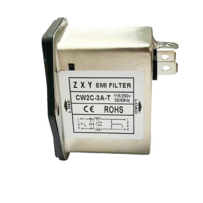China CW2C-3A-T Socket Power Filter with Light Safety Switch Metal Case for EMI Filter for sale