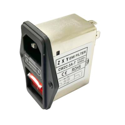China CW2C-3A-T Socket Power Filter with Light Safety Switch Metal Case for EMI Filter for sale