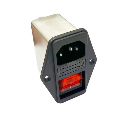 China CW2C-3A-T Socket Power Filter with Light Safety Switch Metal Case for EMI Filter for sale