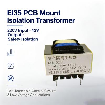 China EI35 PCB Mount Isolation Power Transformer 220V 50Hz Step‑down 12V 150mA Safety Isolation Transformer For Household Control Circuit for sale