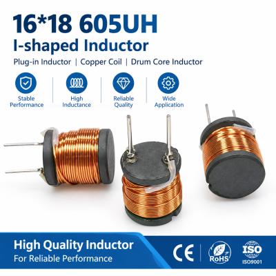 China 605 μH I-shaped Plug-in Inductor with High-purity Oxygen-free Copper Coil and Wide Temperature Range -40℃ to 125℃ for sale