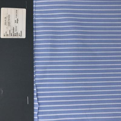 China OEM ODM Custom 35% Lyocell 65% Polyester 108GSM Blue Striped Woven Lyocell  Fabric for sale