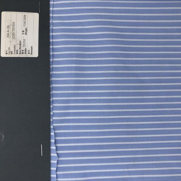 Quality OEM ODM Custom 35% Lyocell 65% Polyester 108GSM Blue Striped Woven Lyocell  Fabric for sale