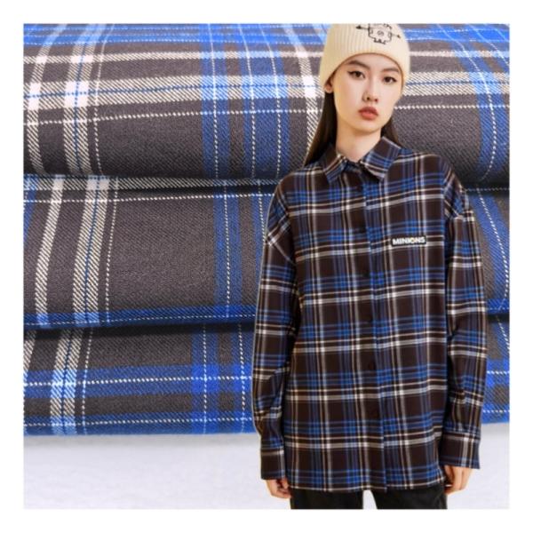 Quality 255GSM Direct Sale Anti Wrinkle Plaid Shirt Fabric Durable Easy Care for Business Casual Wear for sale