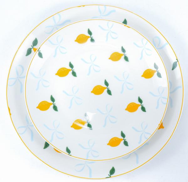 Quality Lemon & Bow Ceramic Dinnerware Set for sale