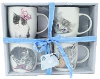Quality Set of 4 Cute Cat Pattern Ceramic Mugs for sale
