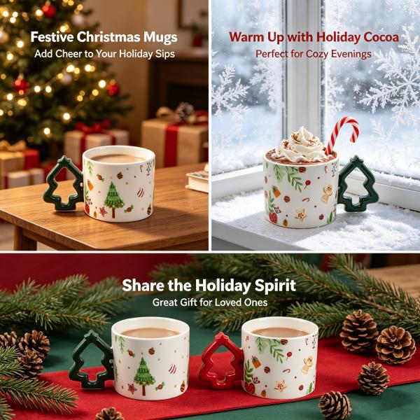 Quality Christmas Tree Handle Ceramic Mugs for sale