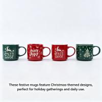 Quality Christmas Embossed Reindeer & Tree Ceramic Mug Set of 4 for sale