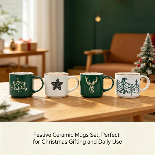 Quality Holiday Coffee Mugs, Christmas Themed for sale