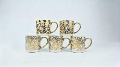 China Luxury Gold Animal Print Ceramic Coffee Mug Set for sale