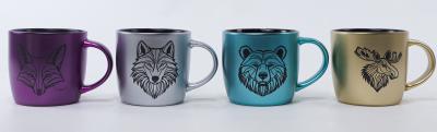 China Metallic Iridescent Wild Animal Head Ceramic Mug Set of 4 for sale