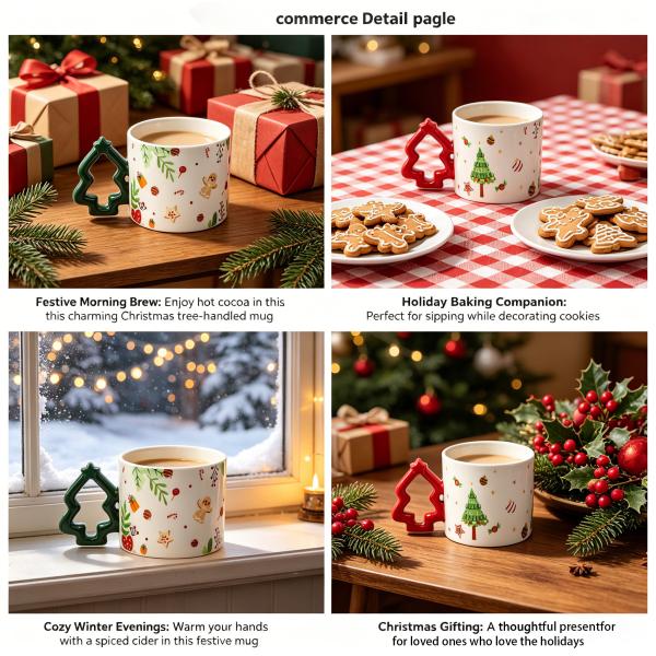 Quality Christmas Tree Handle Ceramic Mugs for sale