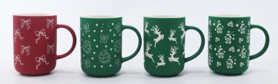 China Matte Seasonal White Silhouette Ceramic Mug Series, Christmas, Valentine & Tropical Cute Pattern Coffee Mugs for sale